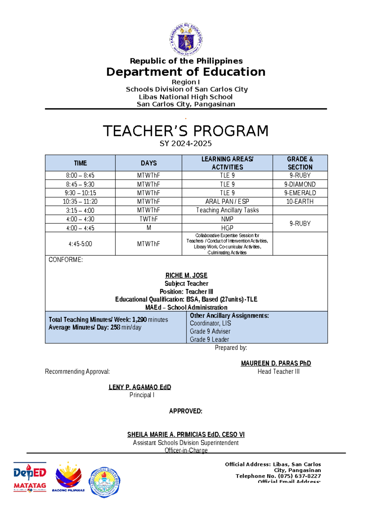 RMJ Teachers- Program-v3 - Official Address: Libas, San Carlos City ...