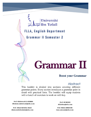 Grammar II Booklet Final-2 - Exercises 32 Additional exercises 16–17 ...