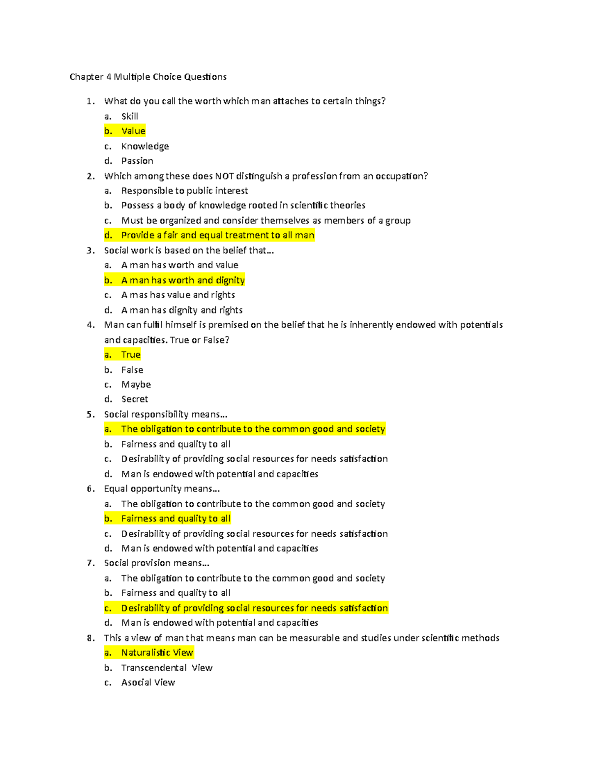 4 1 January 2018, questions and answers - Chapter 4 Multiple Choice ...