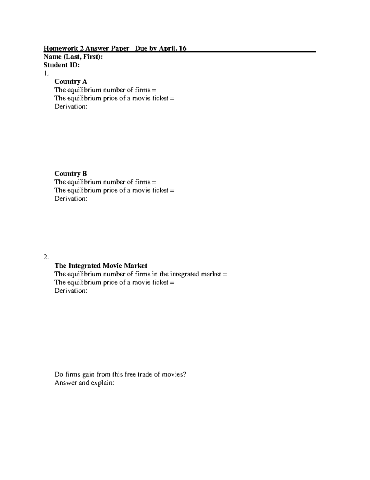 Homework 2 Answer Paper 19 S f - Homework 2 Answer Paper Due by April ...