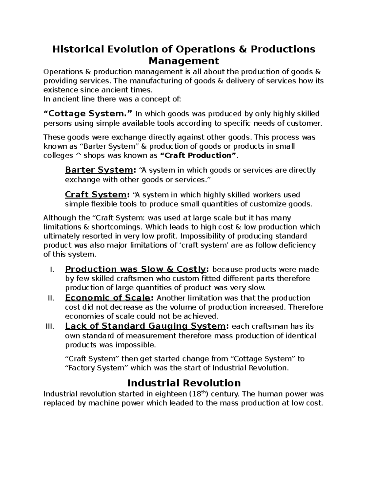 2. Historical Evolution of Operations - The manufacturing of goods ...