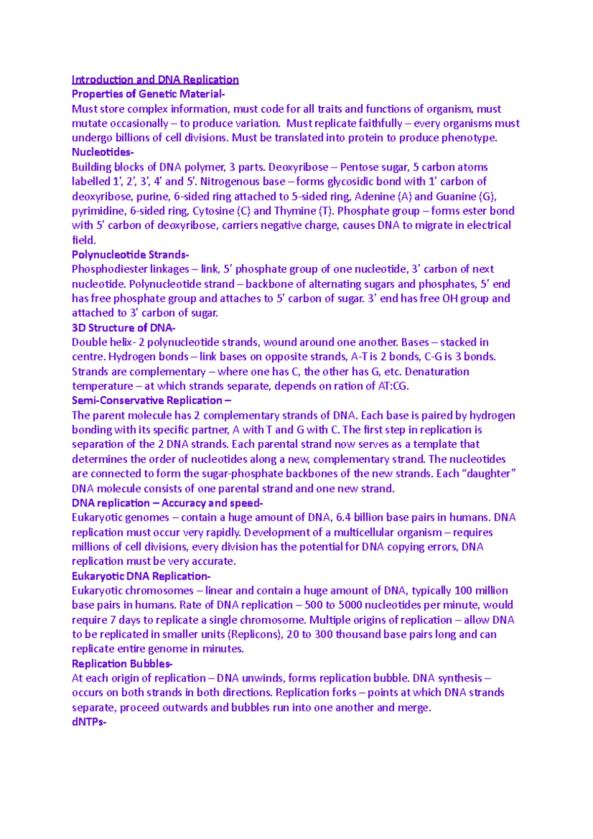 Introduction and DNA Replication - Introduction and DNA Replication ...