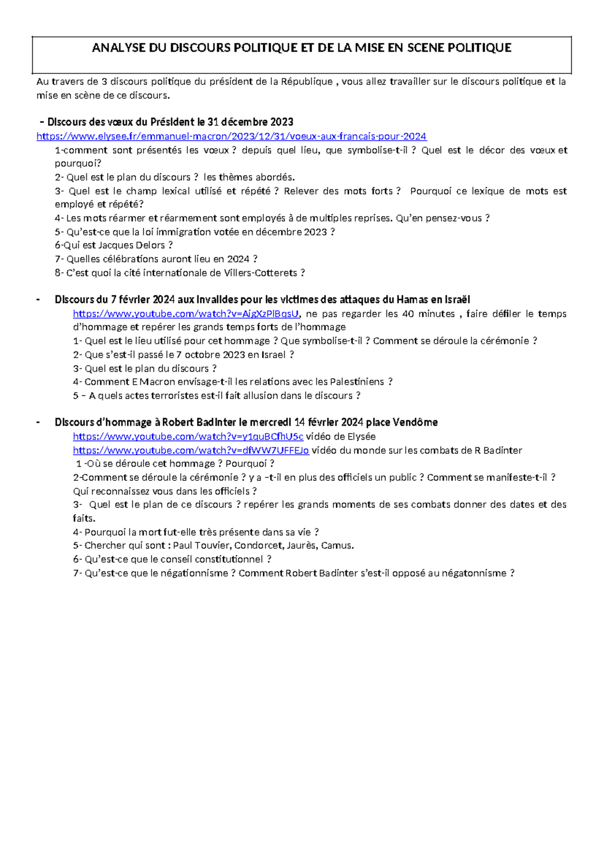 Analyse DU Discours Politique ET DE LA MISE EN Scene Politique ...