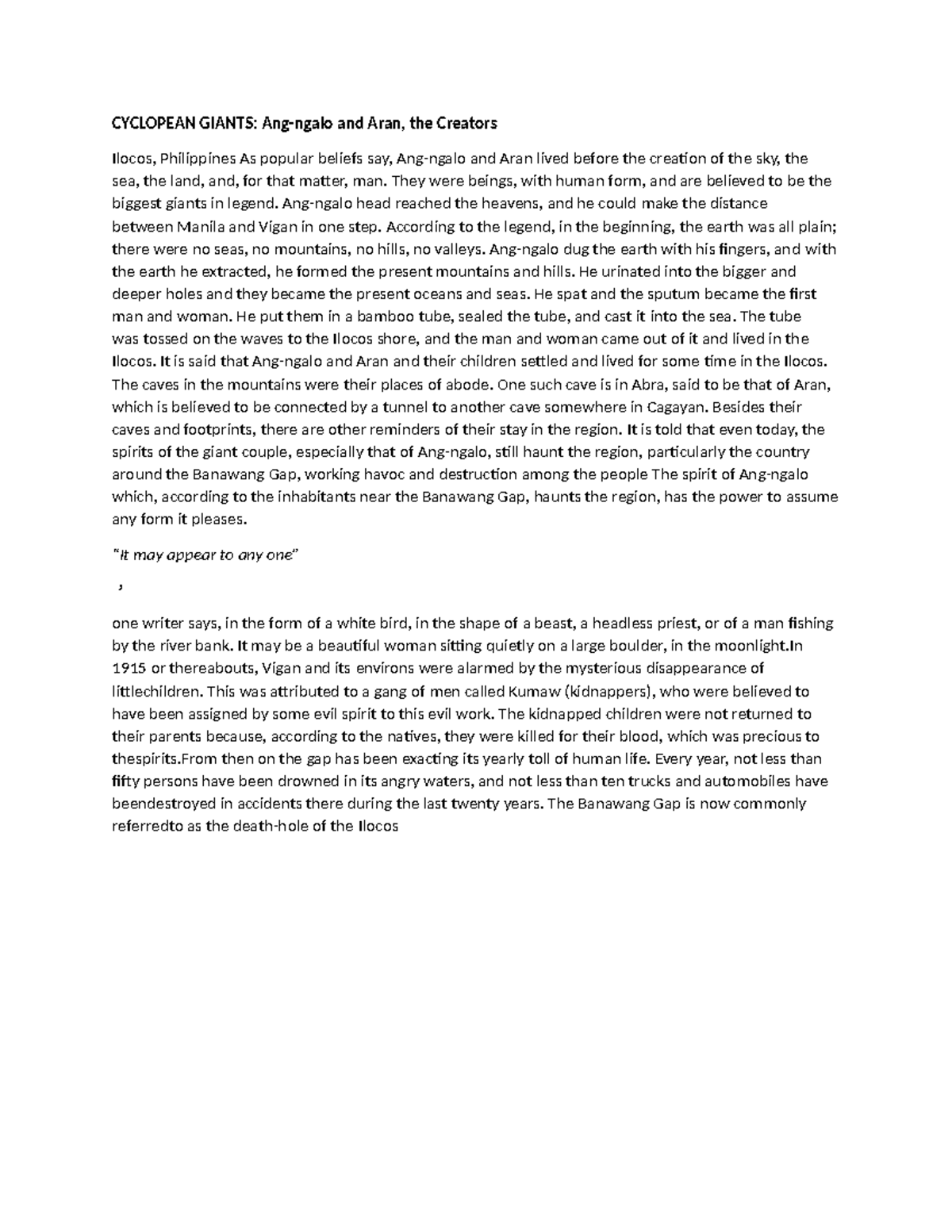Cyclopean Giants - .... - CYCLOPEAN GIANTS: Ang-ngalo and Aran, the ...