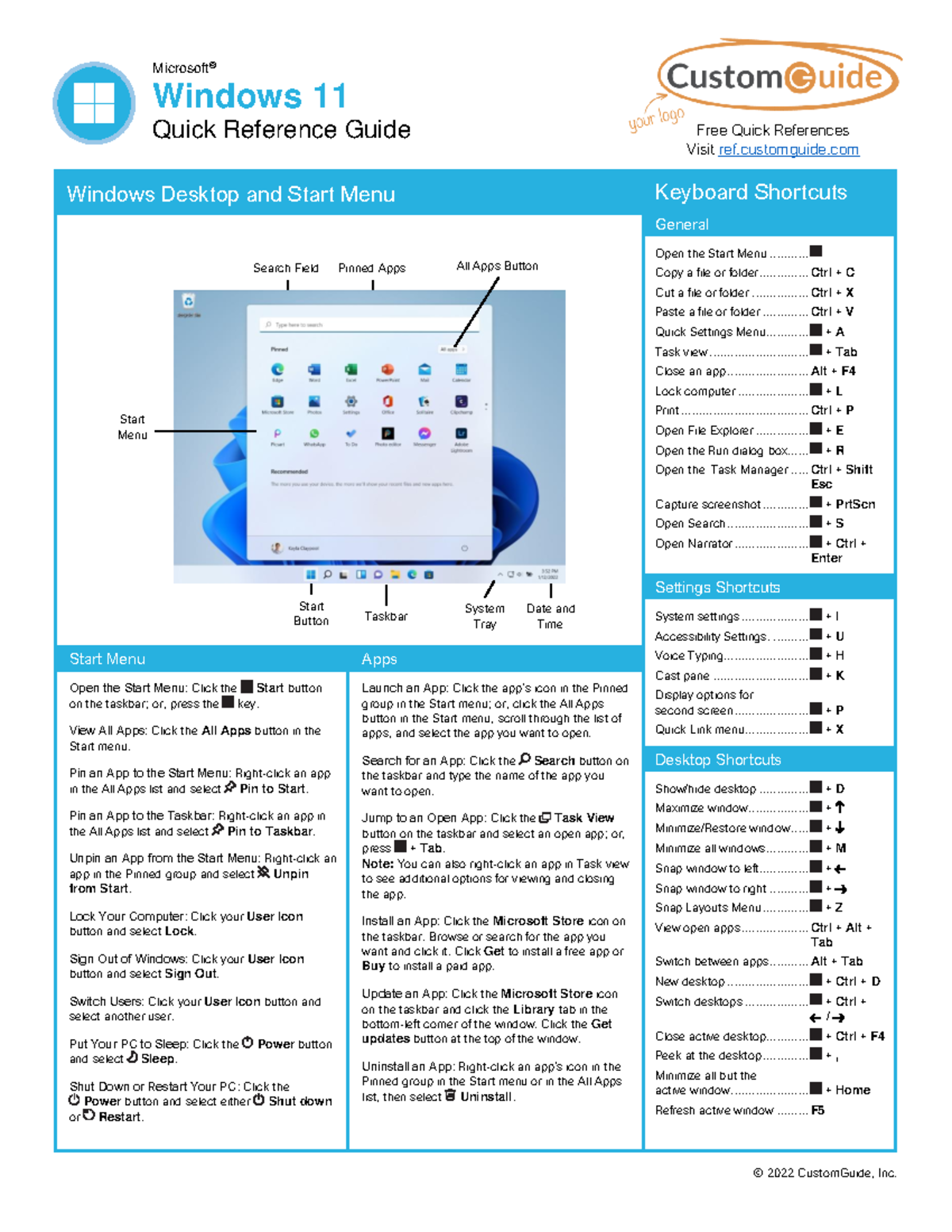 Windows 11 quick reference - © 2022 CustomGuide, Inc. Microsoft ...