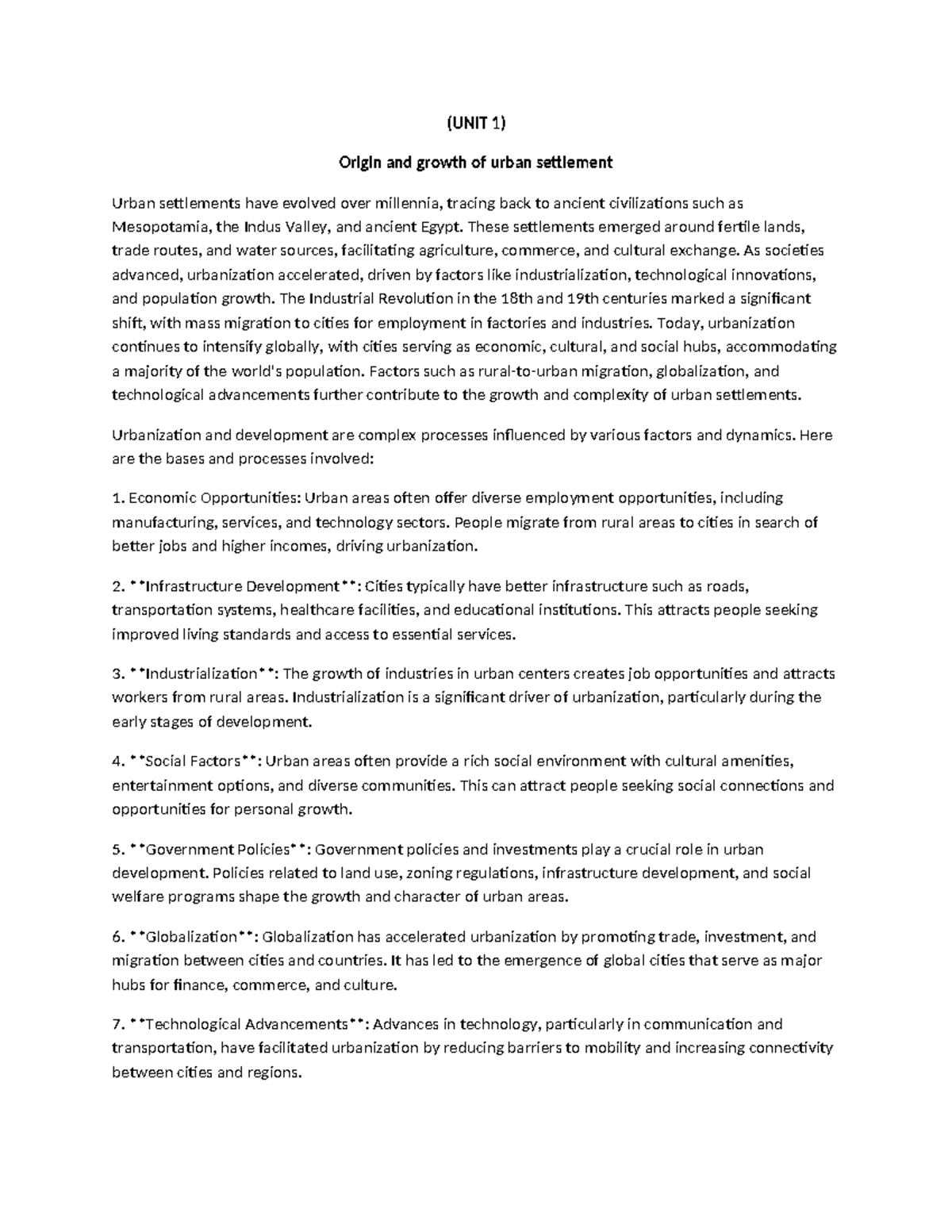 UNIT 1) Urban WPS Office - (UNIT 1) Origin and growth of urban ...