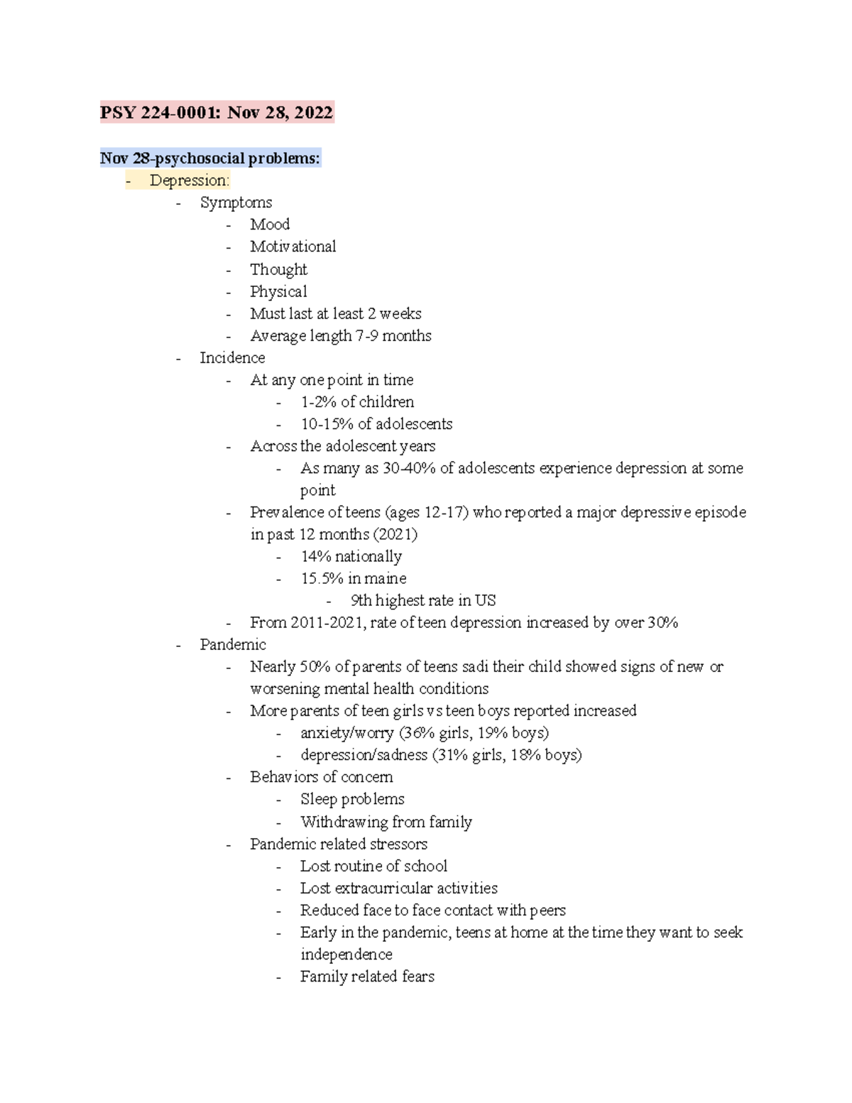 PSY 224-0001 nov 28, 2022 - PSY 224-0001: Nov 28, 2022 Nov 28 ...
