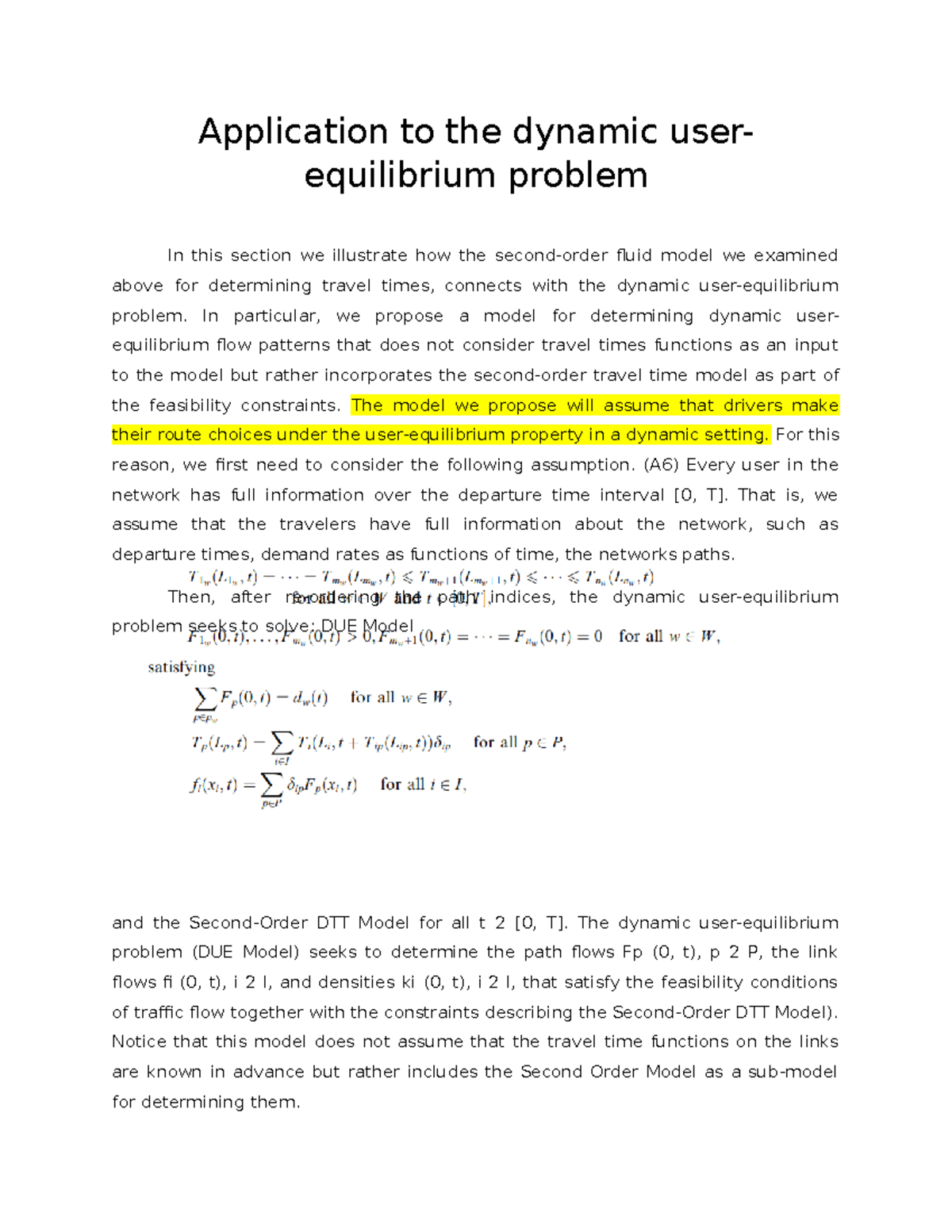 Journal Page - Application to the dynamic user- equilibrium problem In this section we ...