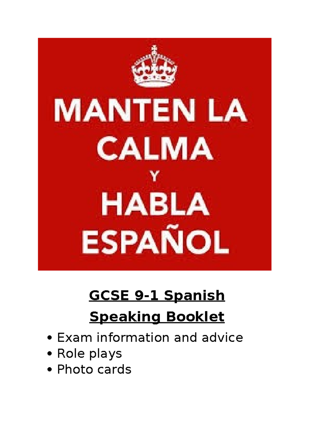GCSE Spanish Higher Speaking Booklet - GCSE 9-1 Spanish Speaking ...