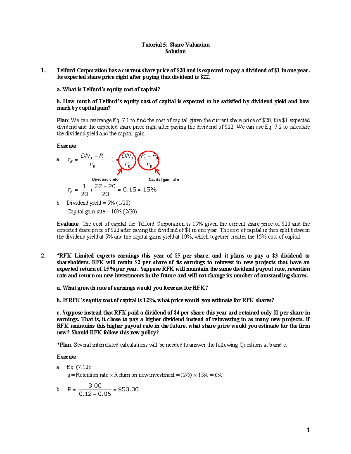 5 Share Valuation solution - Warning: TT: undefined function: 32 ...
