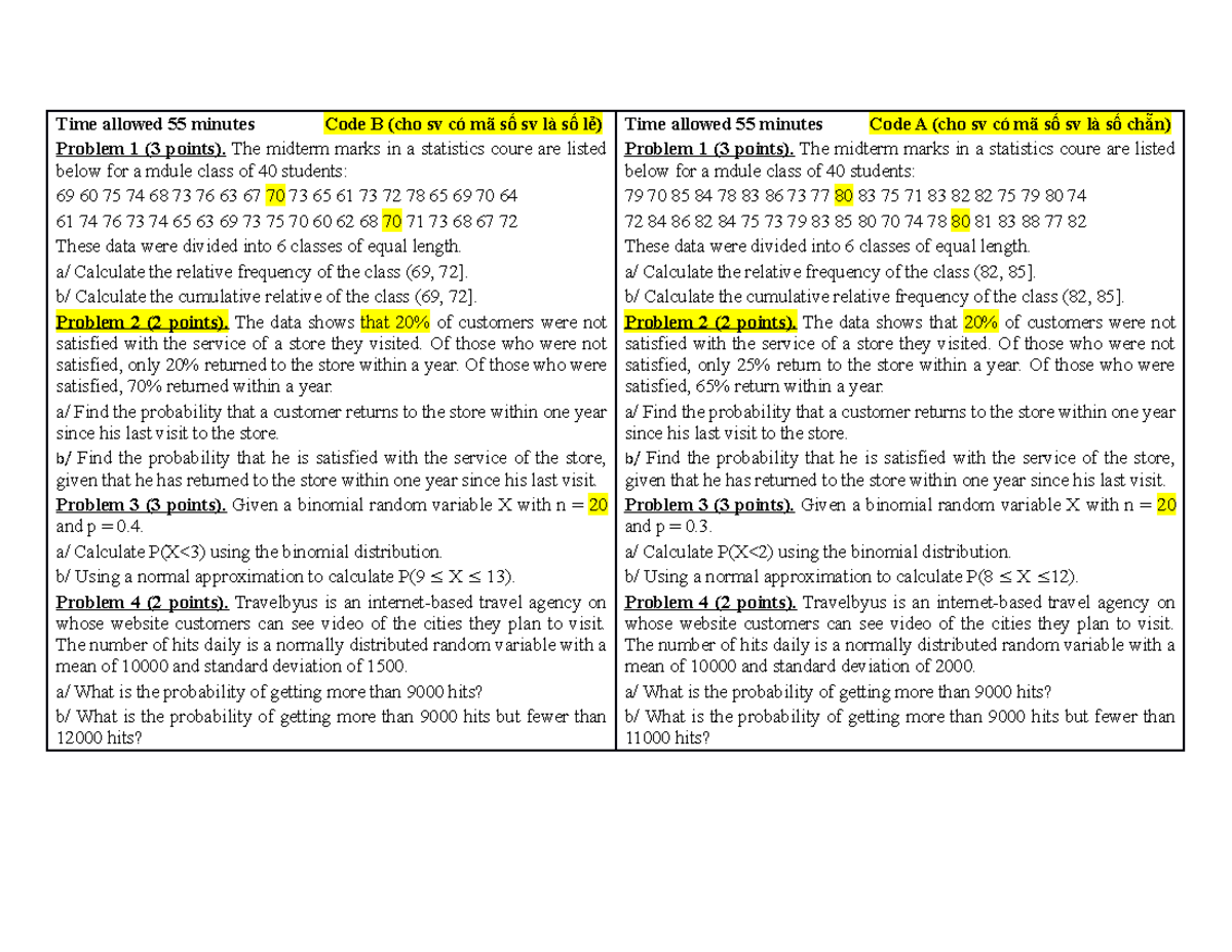 Midterm-codes-A-B-8 - Time allowed 55 minutes Code B (cho sv có mã số ...