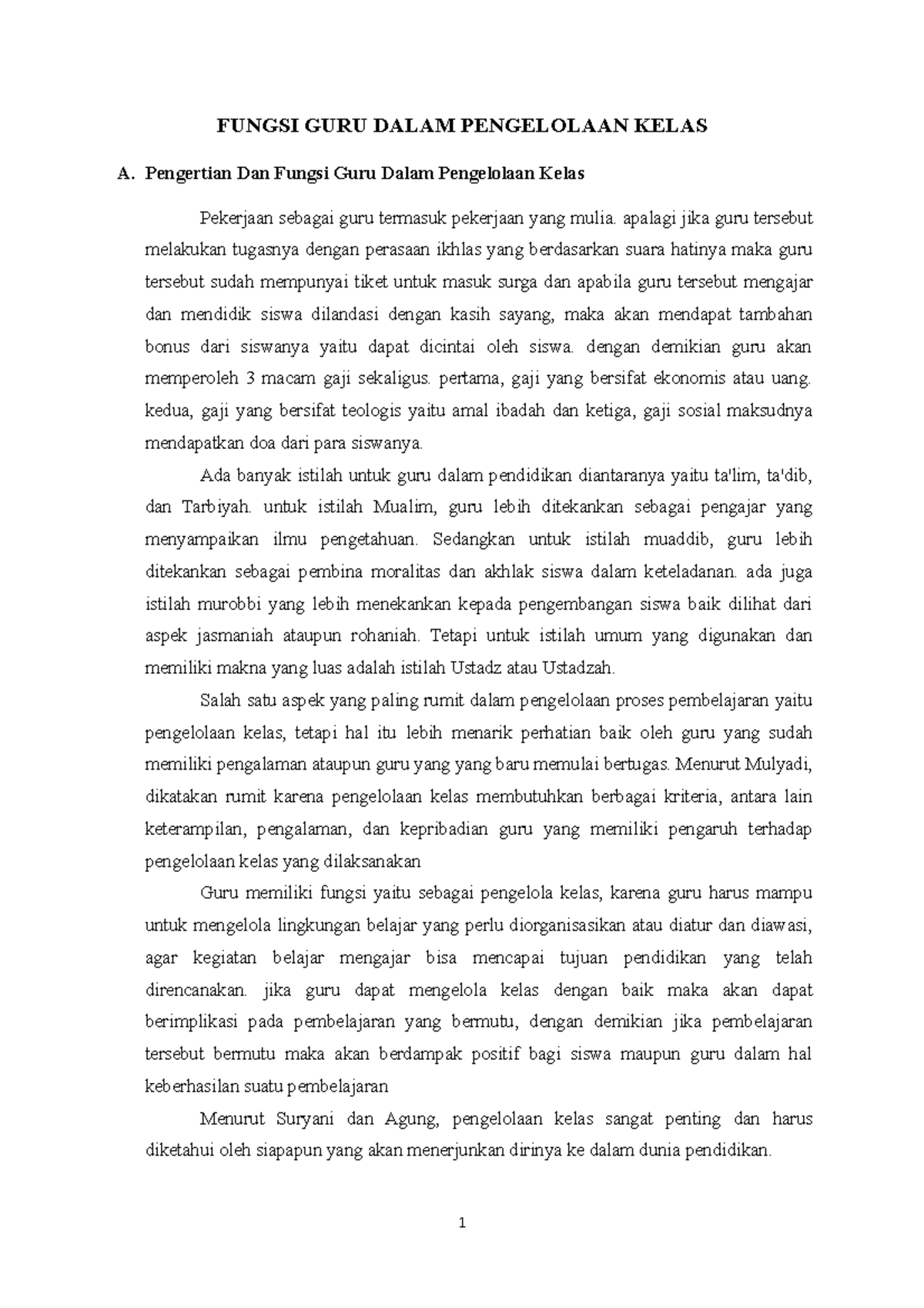 Fungsi Guru Dalam Pengelolaan Kelas Fungsi Guru Dalam Pengelolaan Kelas A Pengertian Dan 