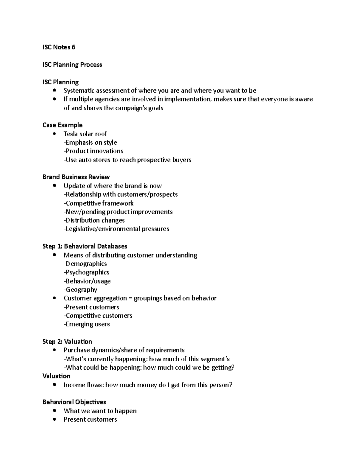 ISC Notes 6 - ISC Notes 6 ISC Planning Process ISC Planning Systematic ...