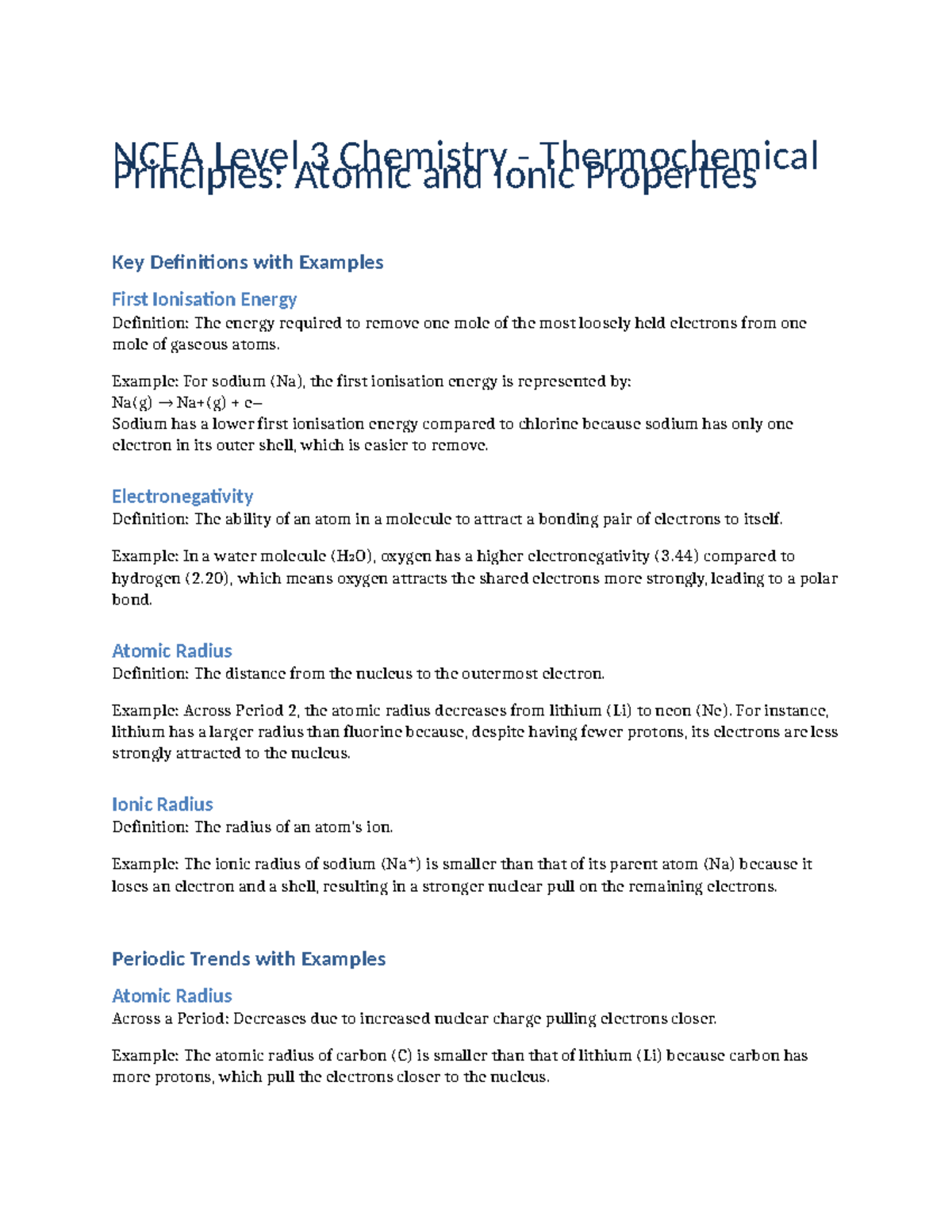 NCEA Level 3 Chemistry Notes - NCEA Level 3 Chemistry - Thermochemical ...