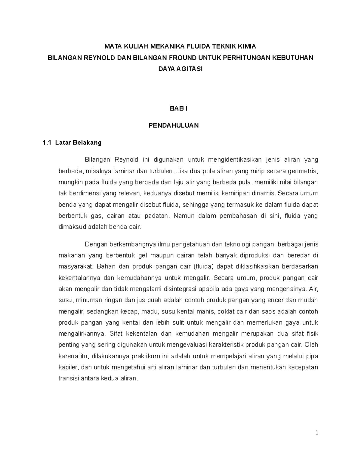 Bilangan Reynold Mekanika Fluida - MATA KULIAH MEKANIKA FLUIDA TEKNIK ...