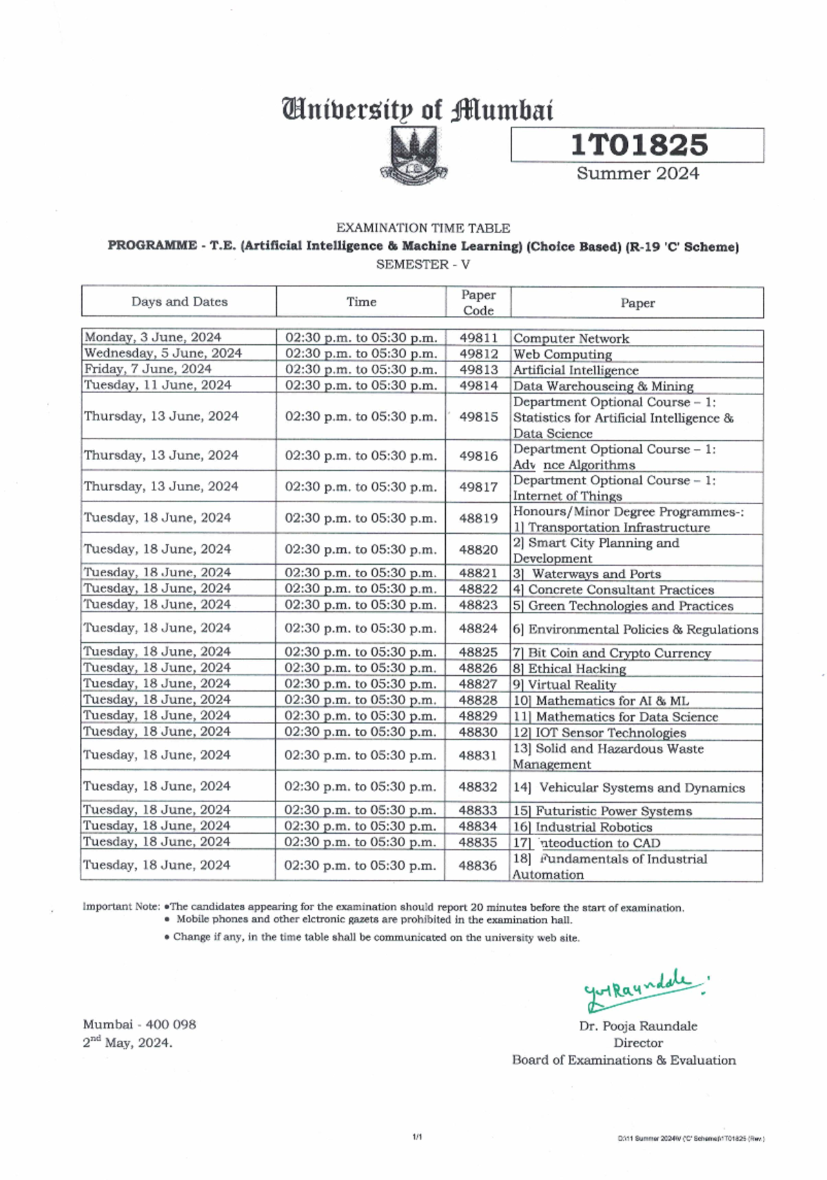 1T01825-s24 - The same timetable - Computer Engineering - Studocu