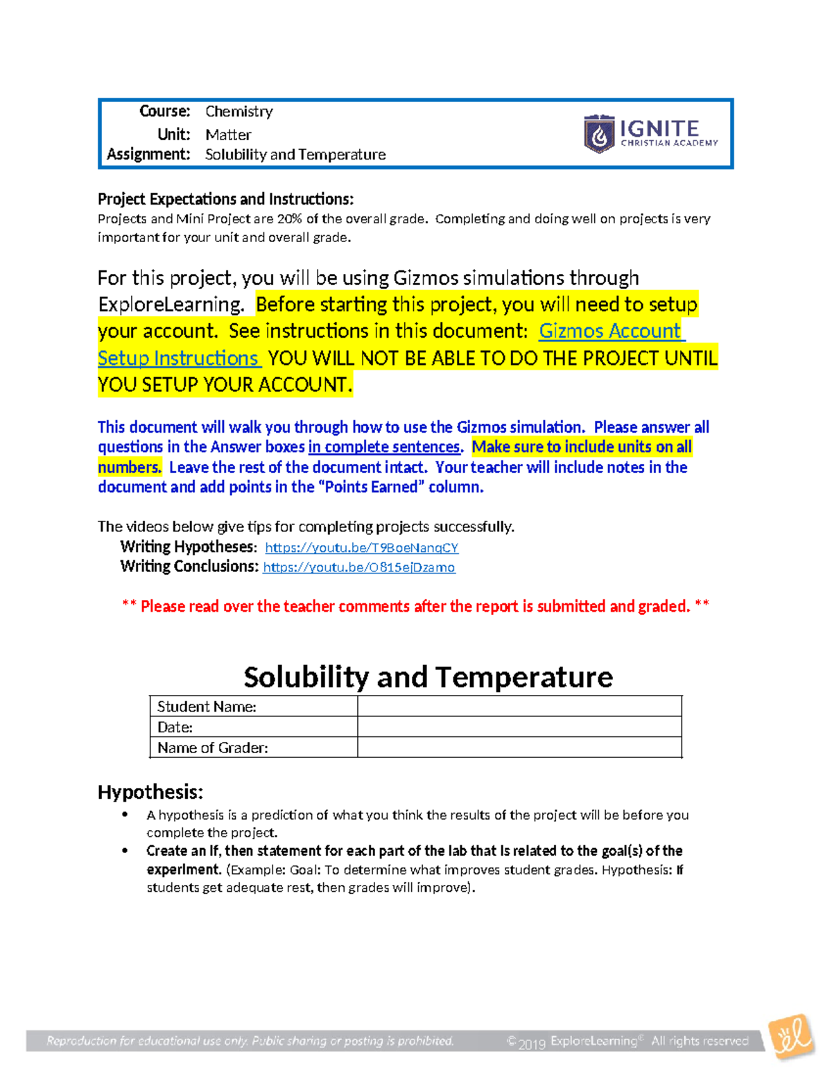 Lastname Chem01 Solubility&Temperaturev 3 - Course: Chemistry Unit ...