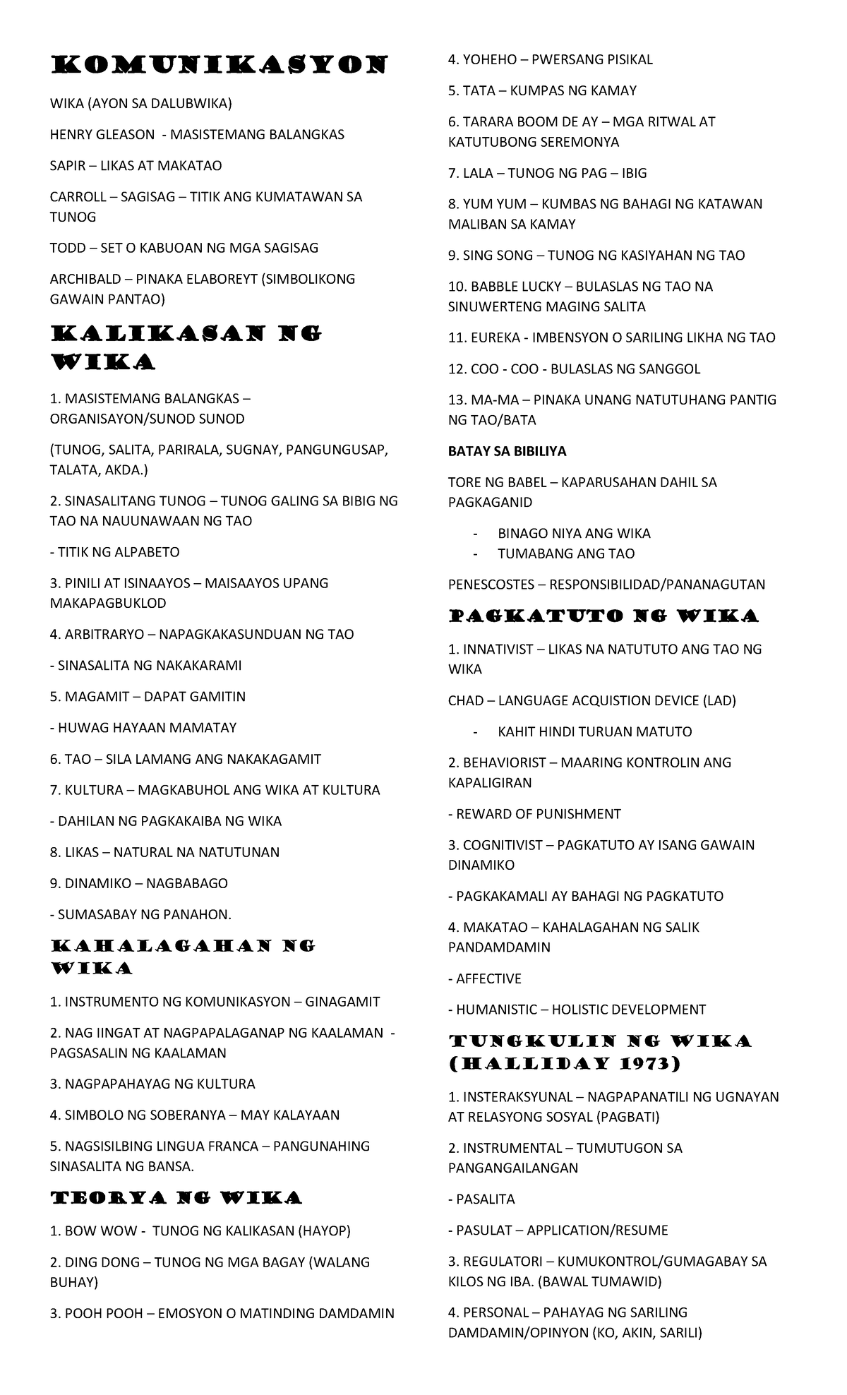 Komunikasyon ( Filipino) - KOMUNIKASYON WIKA (AYON SA DALUBWIKA) HENRY ...