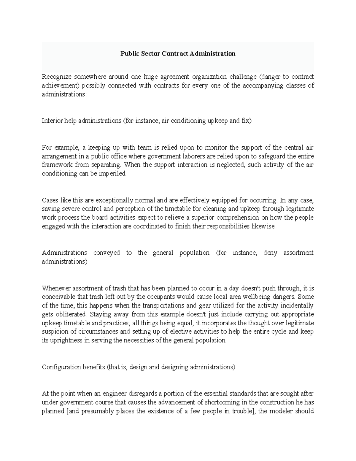 Public Sector Contract Administration - Public Sector Contract ...