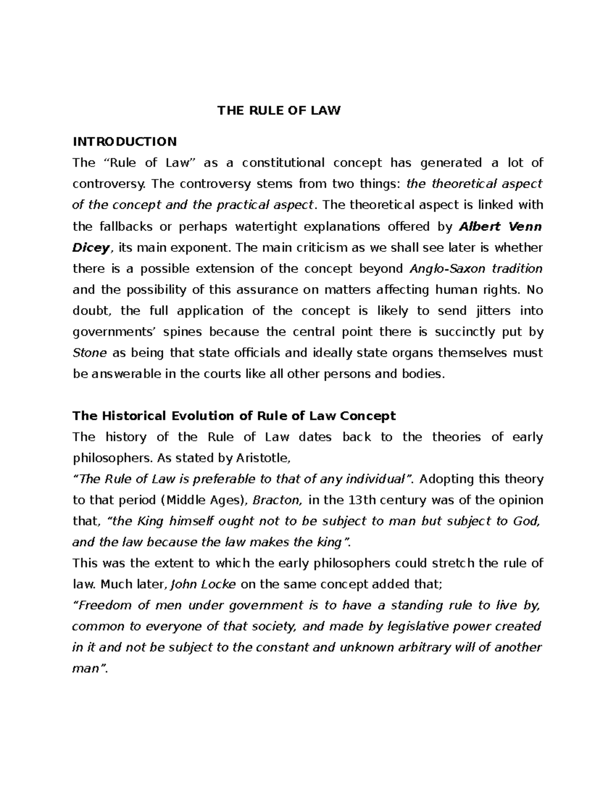 Topic 6 The Rule of Law - Administrative law - THE RULE OF LAW ...