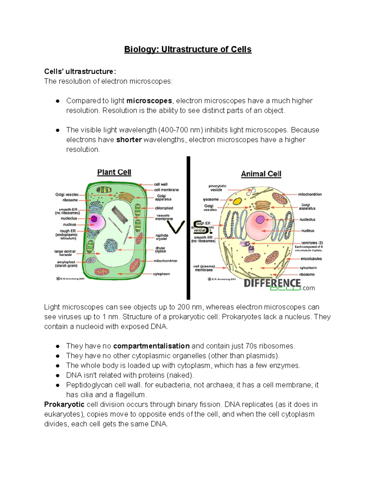 Biology Ultrastructure of Cells - Biology: Ultrastructure of Cells ...