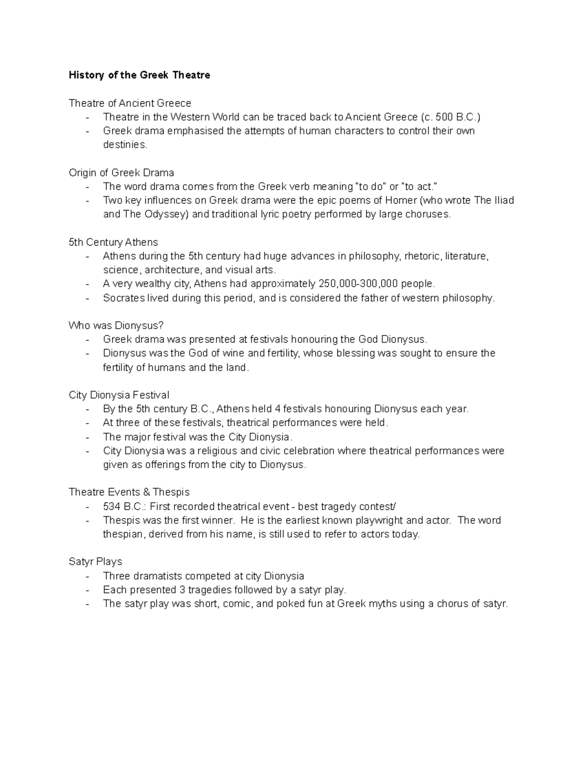 History of the Greek Theatre - History of the Greek Theatre Theatre of ...