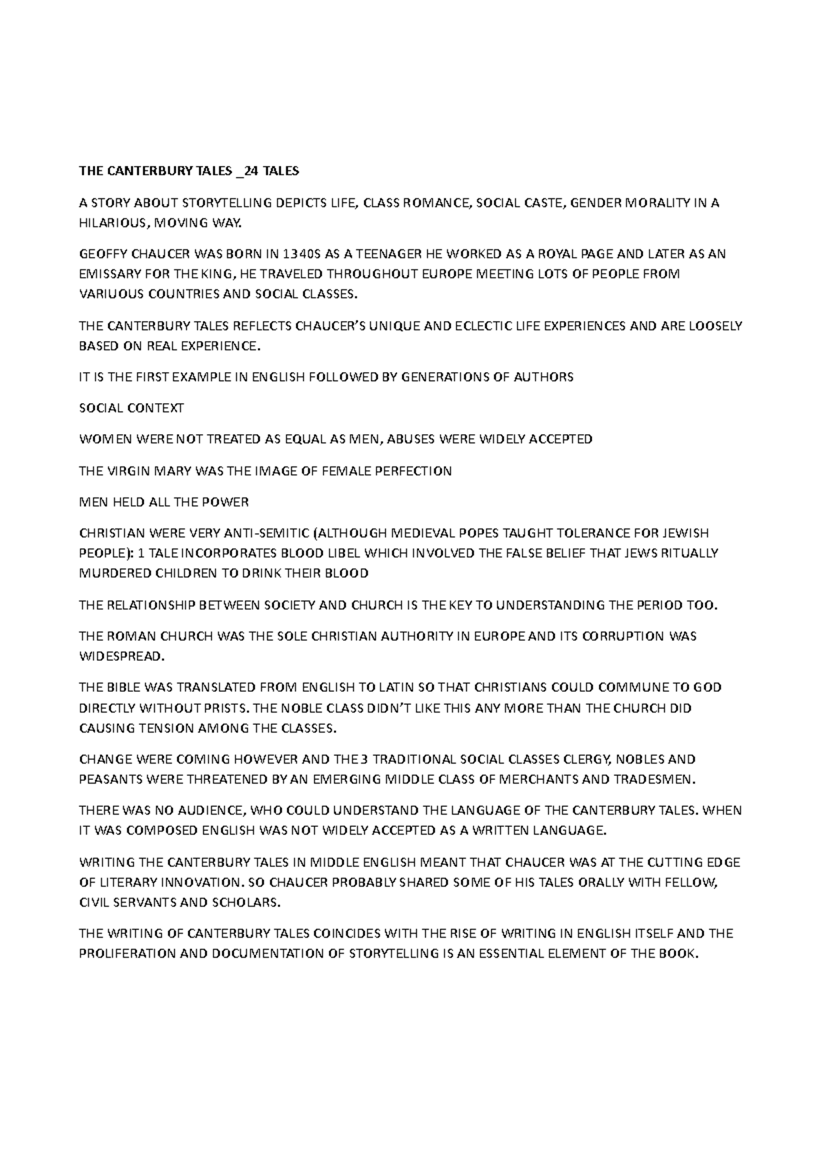 THE Canterbury Tales Features - THE CANTERBURY TALES _24 TALES A STORY ...