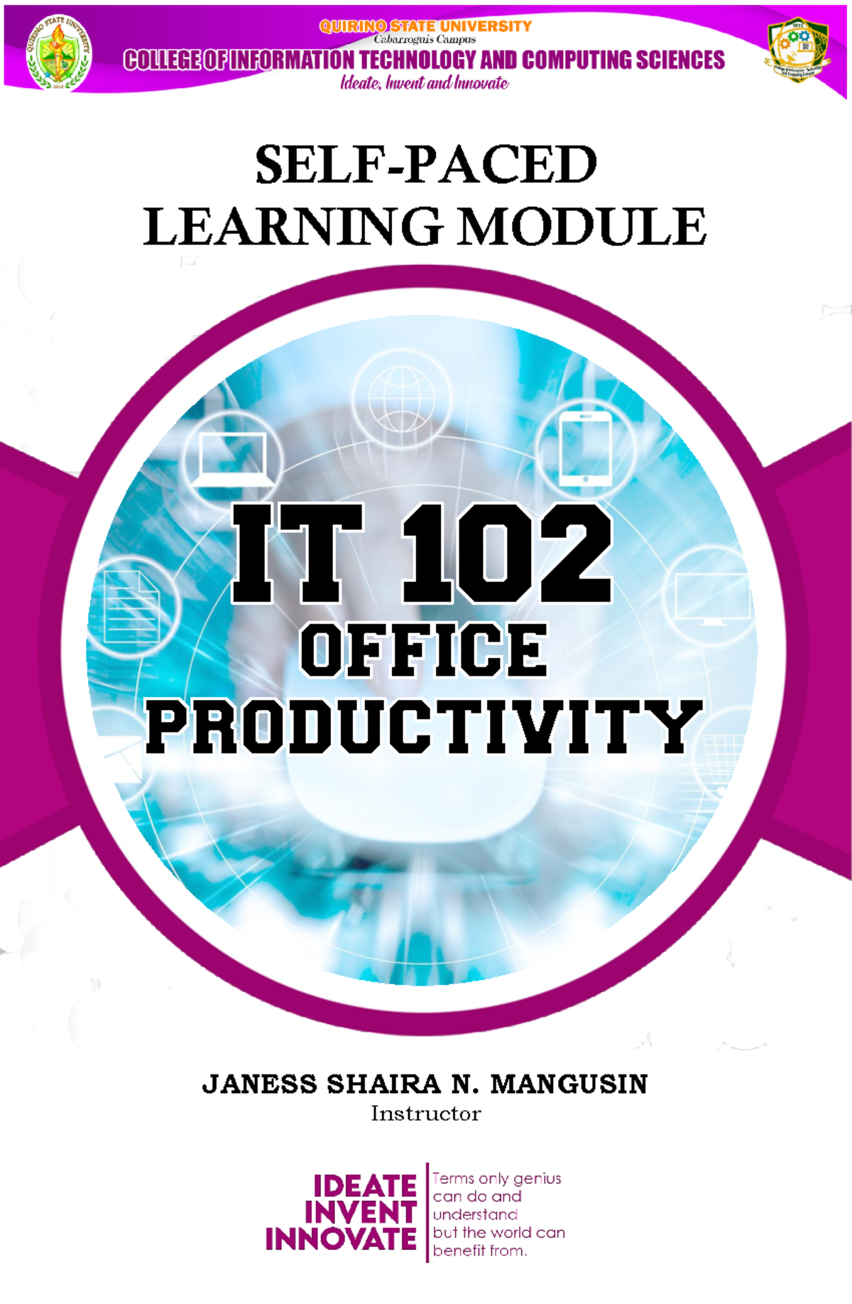 Final IT 102 Office Productivity Module 06 - SELF-PACED LEARNING MODULE ...