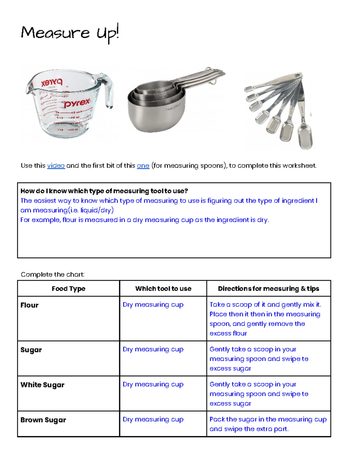 SR - 12WK 965957 John Fraser SS - 10. Measure Up Worksheet - Use this ...