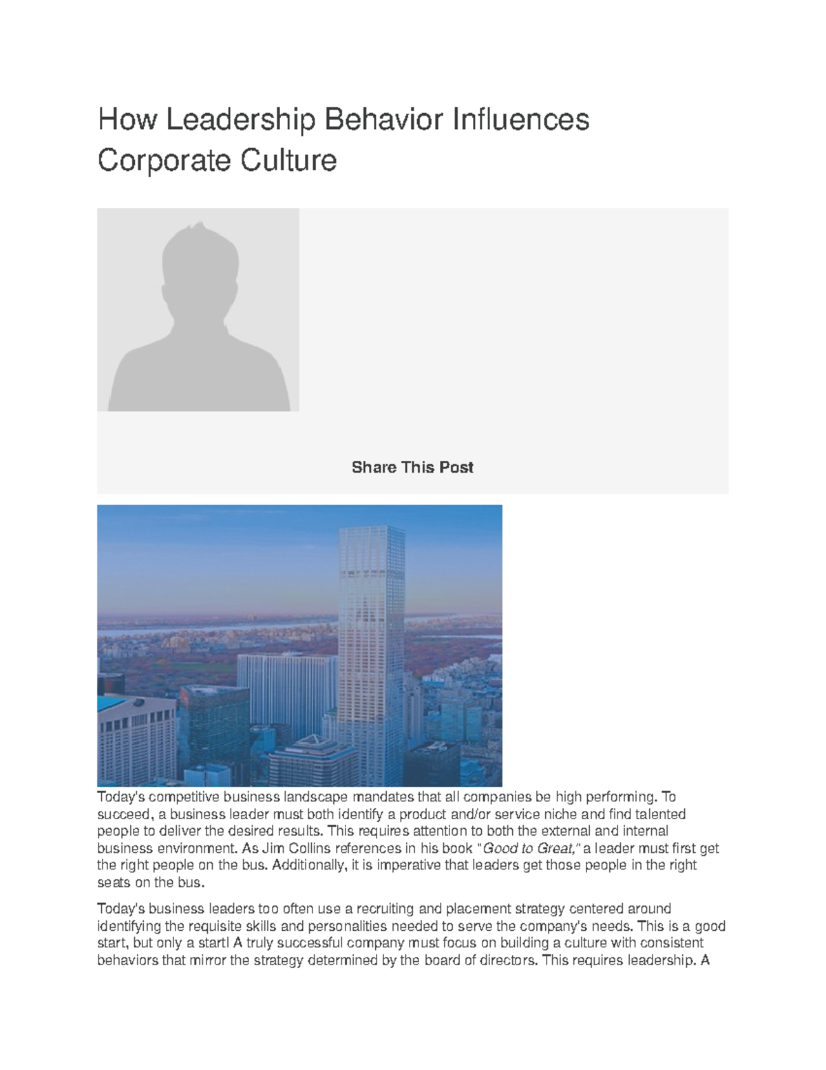 How Leadership Behavior Influences Corporate Culture - Copy - How ...