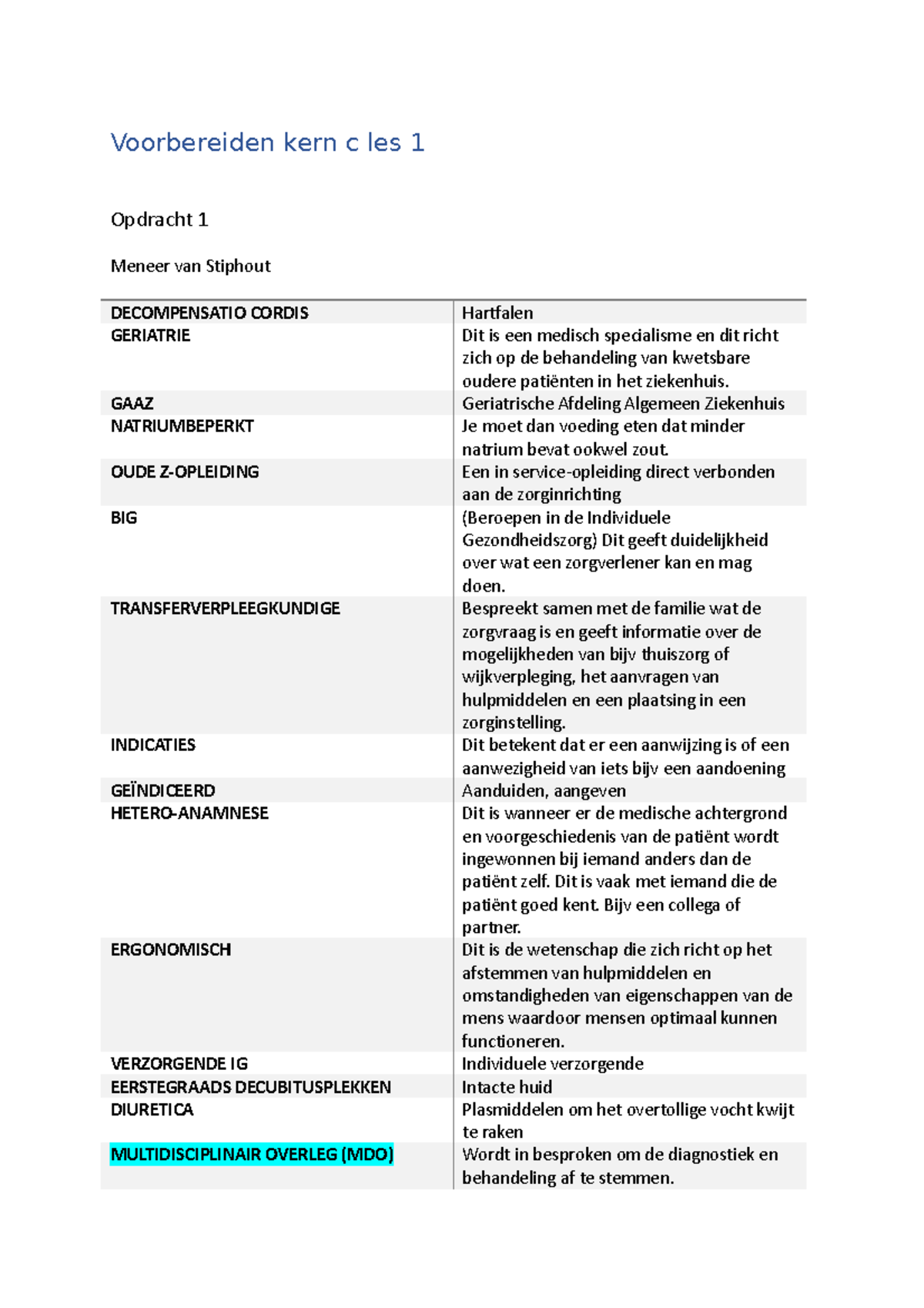 Voorbereiden kern c les 1 - GAAZ Geriatrische Afdeling Algemeen ...