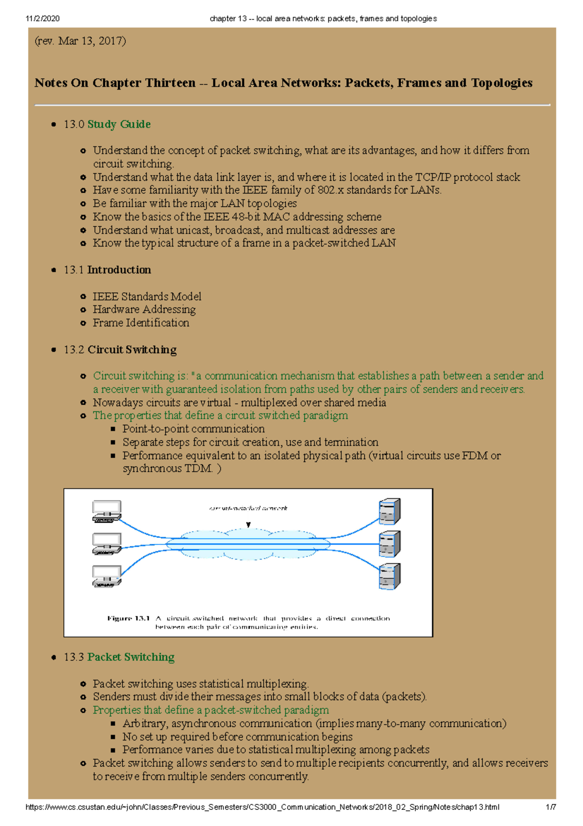 Chapter 13 - local area networks packets, frames and topologies - (rev ...