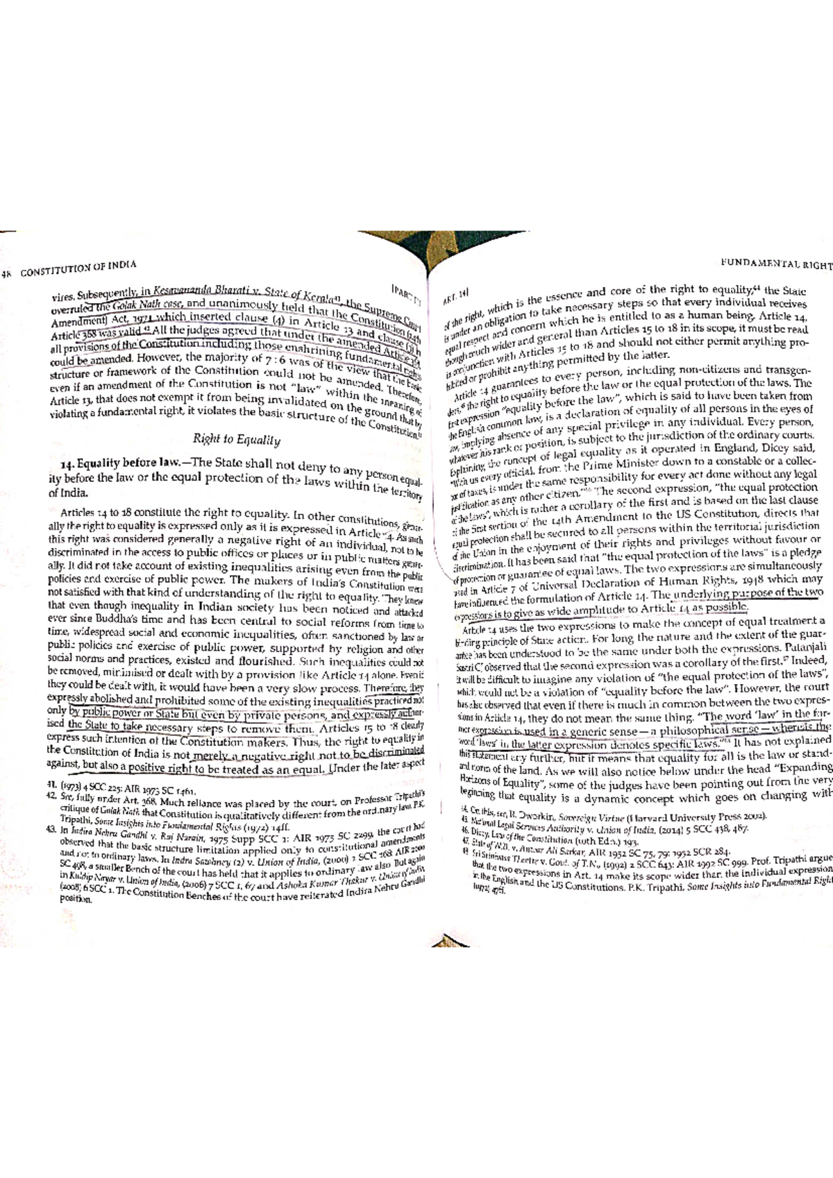 Article 14 - notes - BA LLB (HONS.) - Studocu