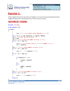 Assignment 12 Pointers of computer programming lab in bukc - Lab Semester BS IT – 1-A Name ...