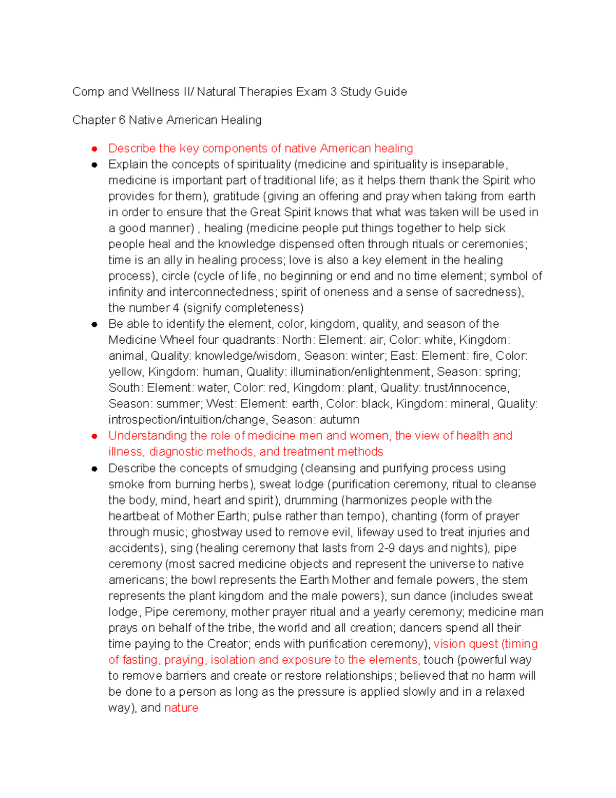 Comp. Well Exam - Comp and Wellness II/ Natural Therapies Exam 3 Study ...