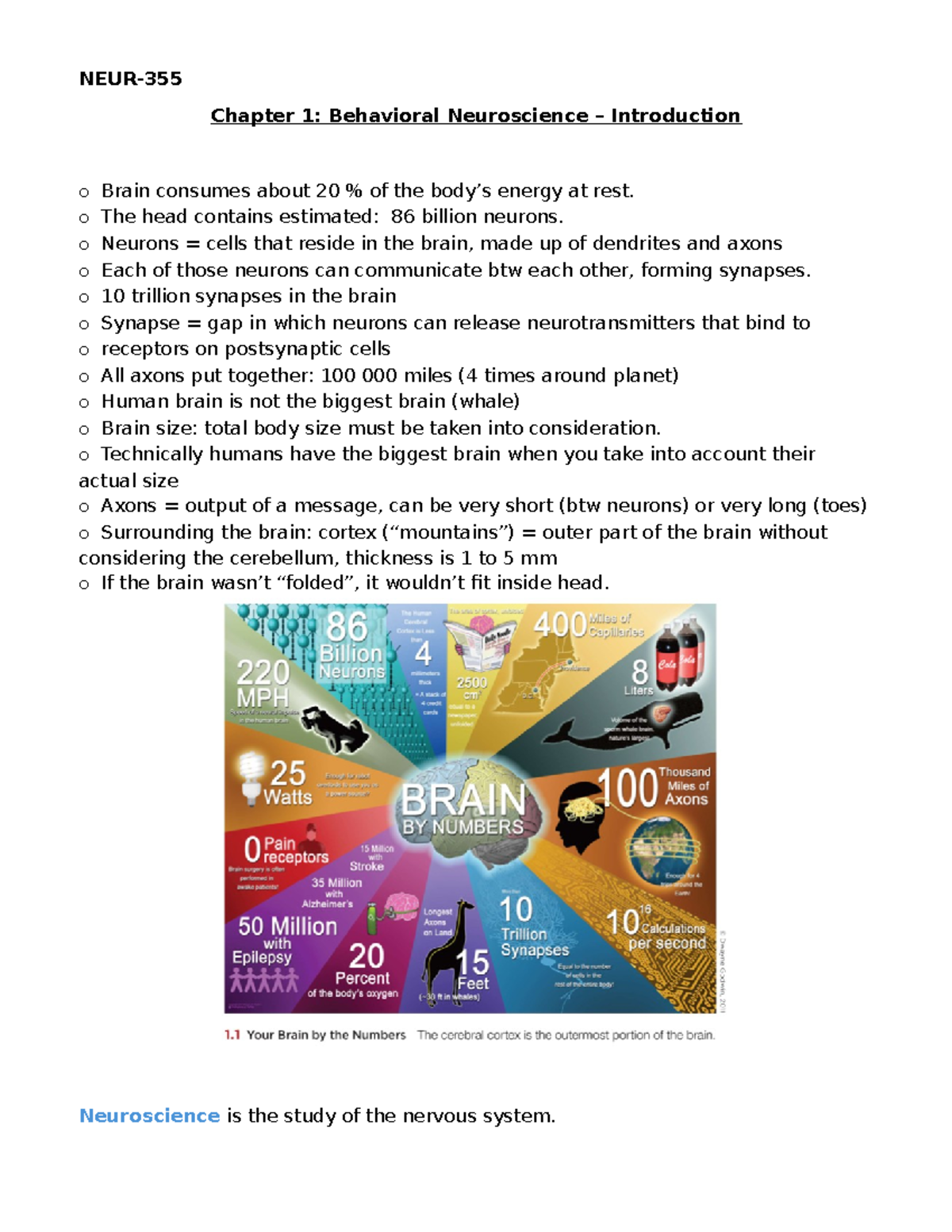 NEUR 355 CH 1 - Summary Behavioral Neuroscience - NEUR- Chapter 1: Behavioral Neuroscience ...