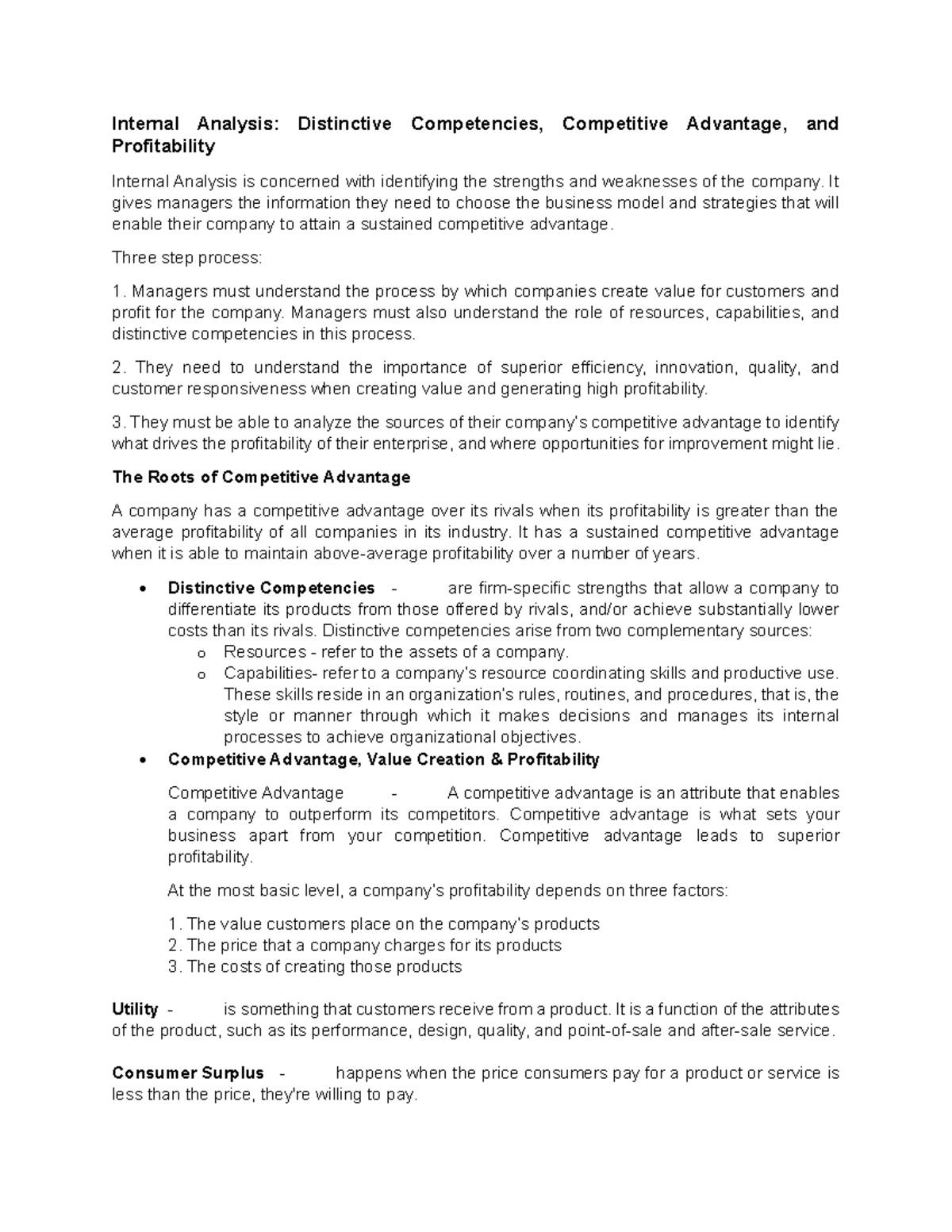 Internal Analysis - It gives managers the information they need to ...