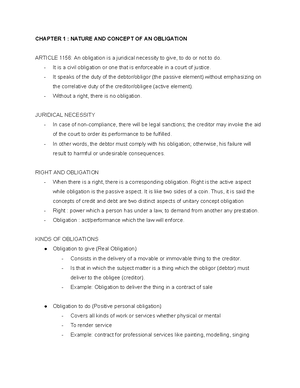 [ Coblaw 1] Article 1179-1192 Notes - ART. 1179. Every obligation whose ...