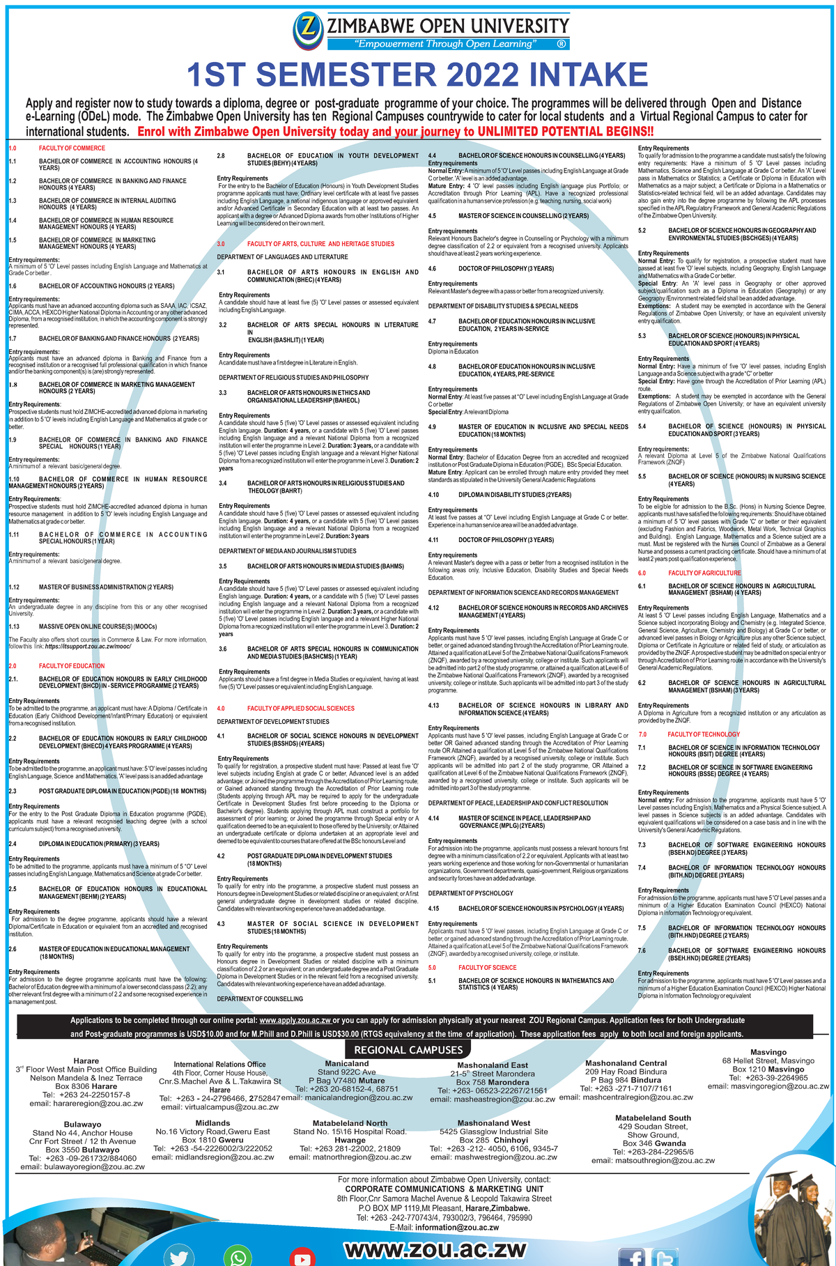 1ST Semester 2022 Intake - Apply and register now to study towards a ...