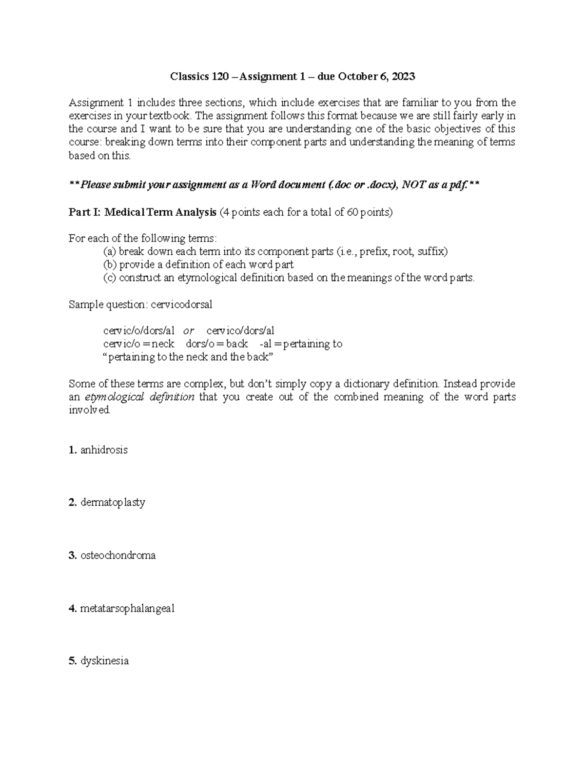 CLAS 120 Ass 1 - 2023 2 - Notes - Classics 120 – Assignment 1 – due ...