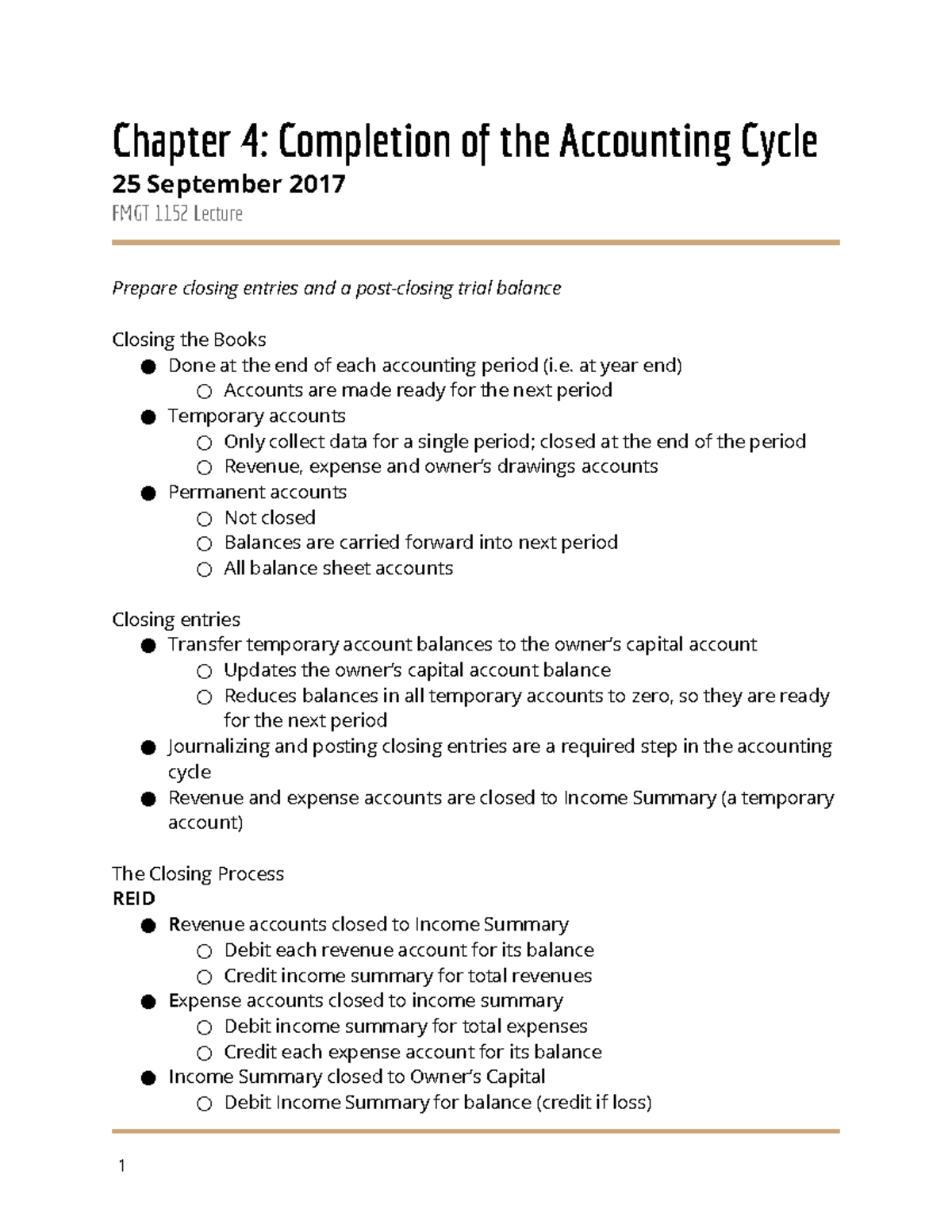 Chapter 4: Completion of the Accounting Cycle - at year end) Accounts ...