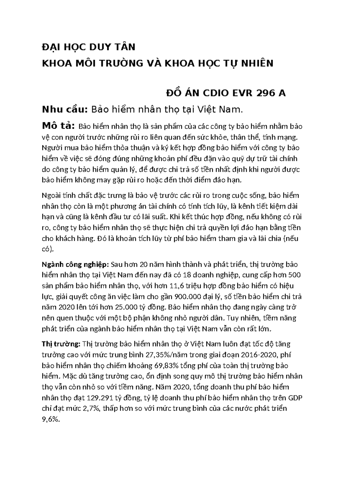 CDIO - đồ án - ĐẠI HỌC DUY TÂN KHOA MÔI TRƯỜNG VÀ KHOA HỌC TỰ NHIÊN ĐỒ ...