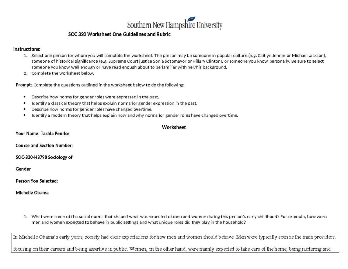 3-1 Worksheet One- Theory in Action - SOC 320 Worksheet One Guidelines ...