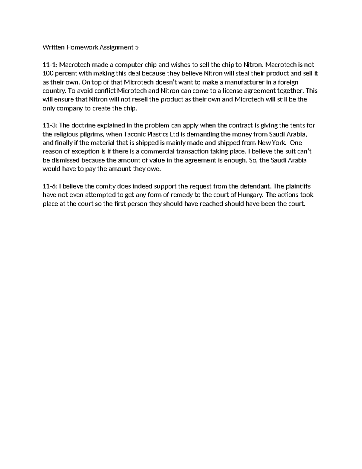 Written Homework Assignment 5 - Macrotech is not 100 percent with ...