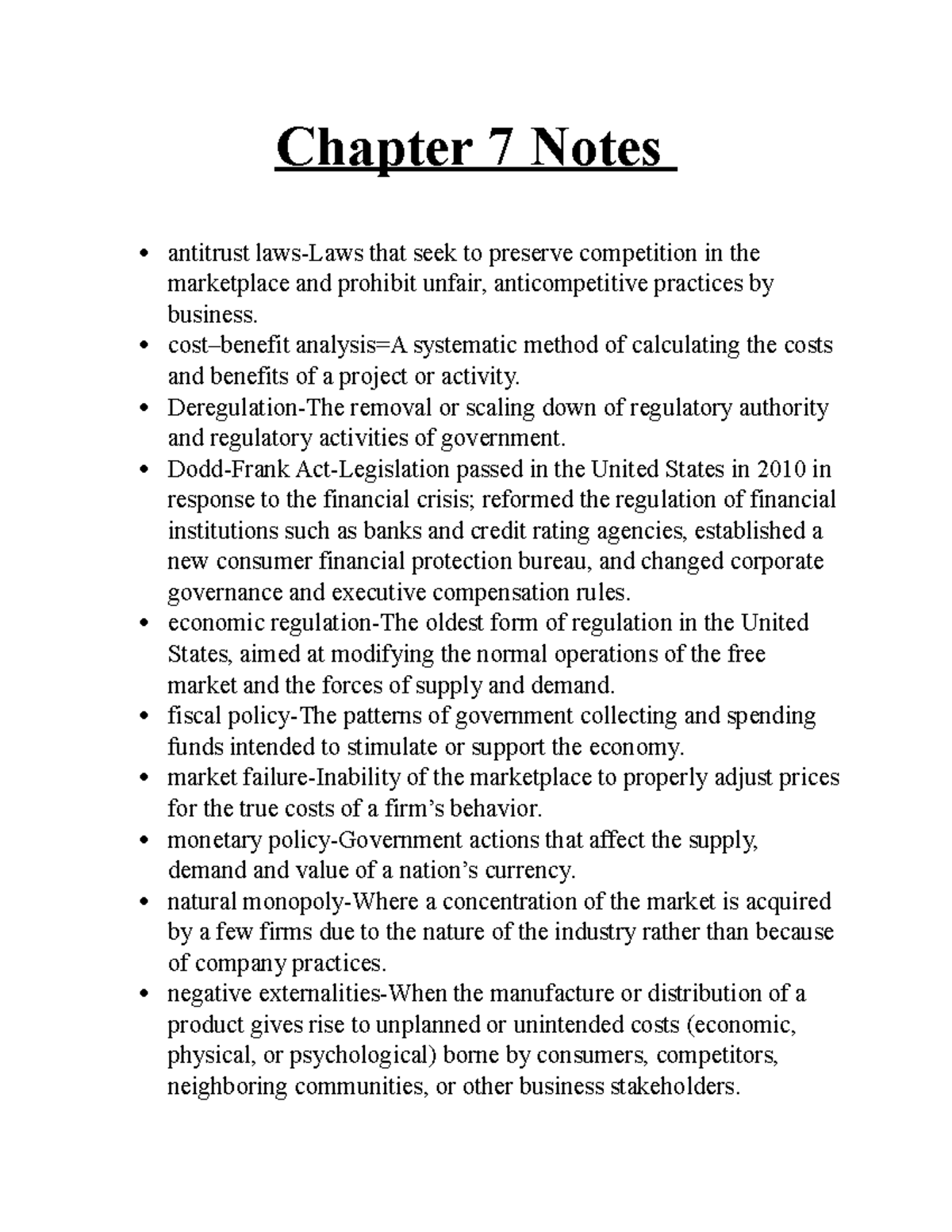 Chapter 7 -Business and Society - Chapter 7 Notes antitrust laws-Laws ...