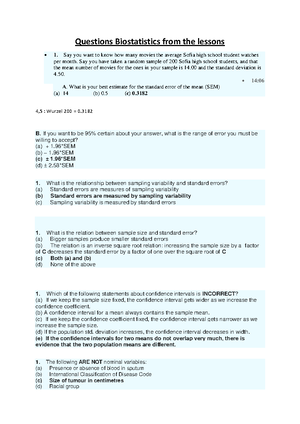 1. PAST Questions Biostat EXAM - BIOSTATISTICS COLLOQ QUESTIONS What type of data is formed by ...