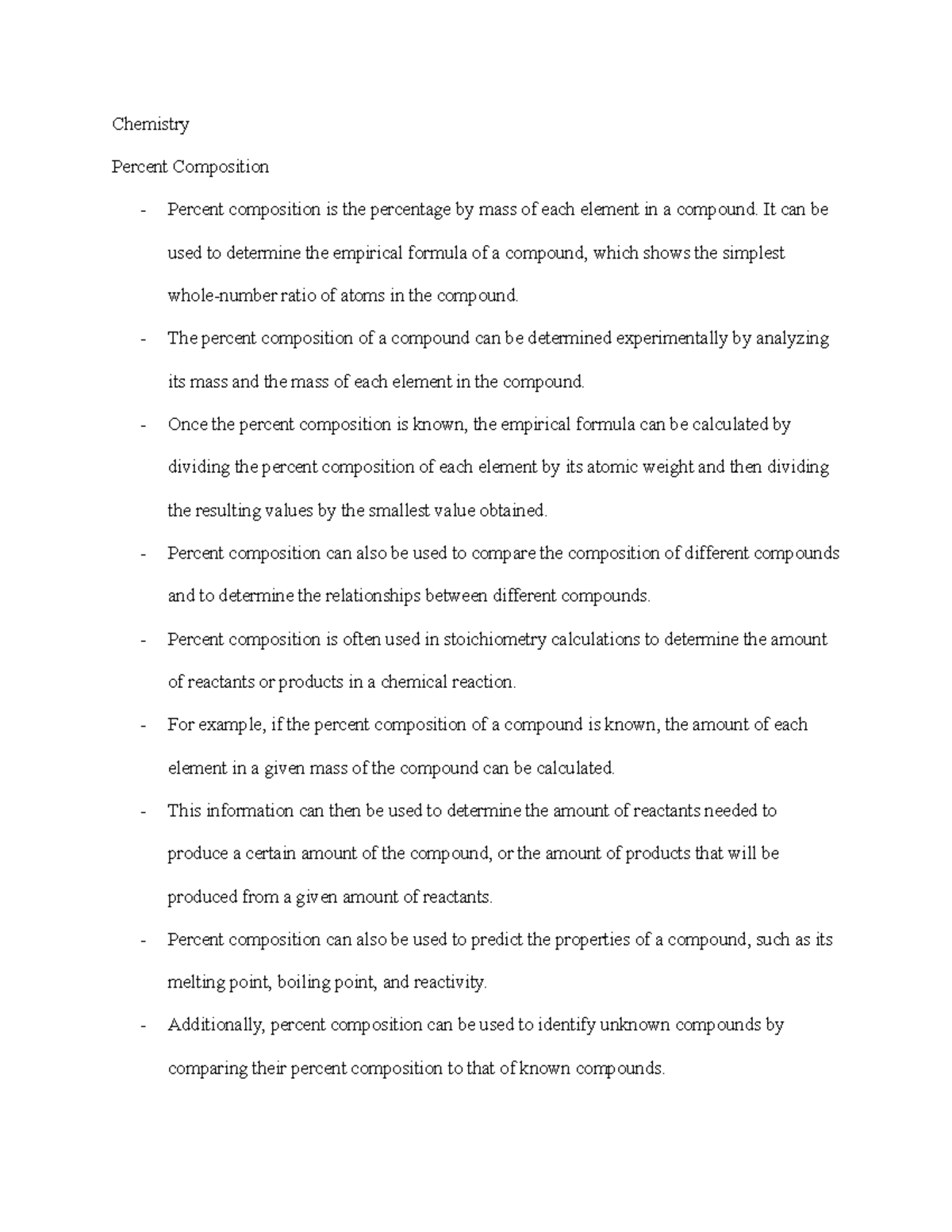 Chemistry-Percent Composition - It can be used to determine the ...