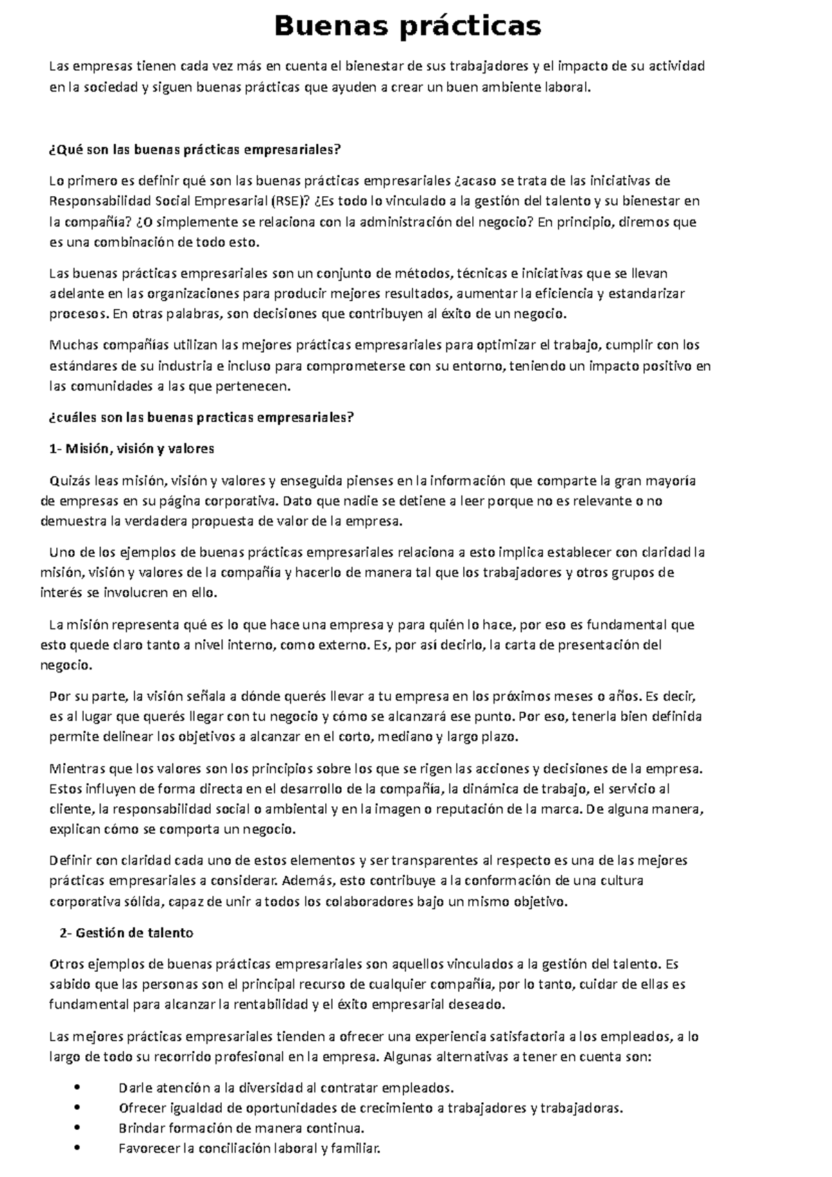 Buenas Practicas Empresariales - Buenas prácticas Las empresas tienen ...