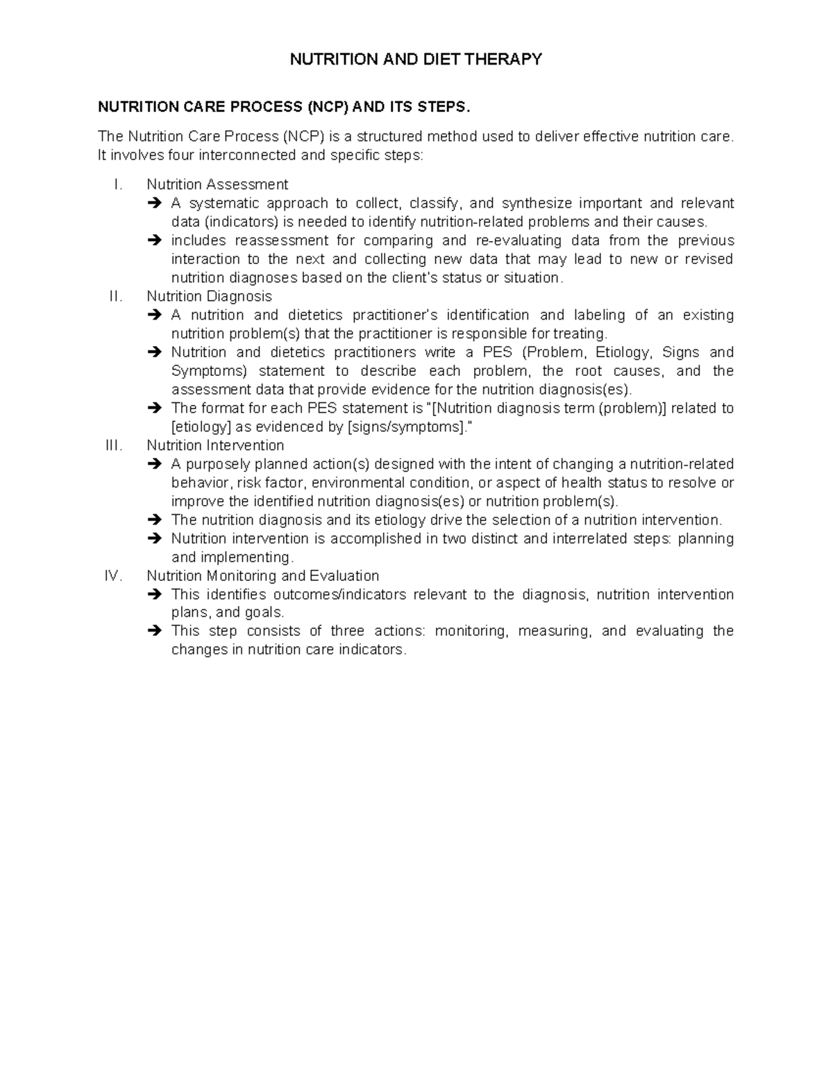 Nutrition Care Process - NUTRITION AND DIET THERAPY NUTRITION CARE ...
