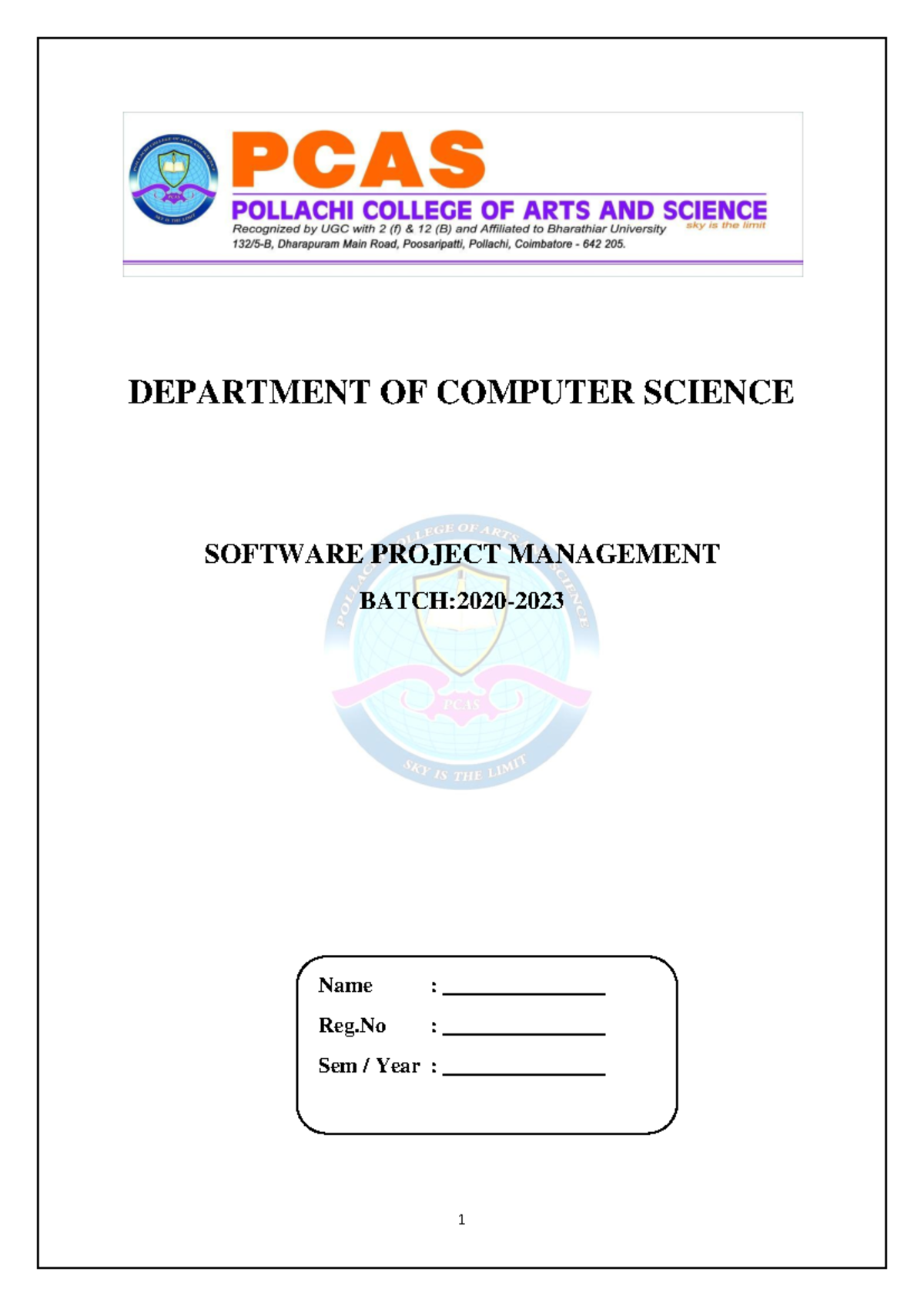 SPM Record-2 - Spm record - DEPARTMENT OF COMPUTER SCIENCE SOFTWARE ...